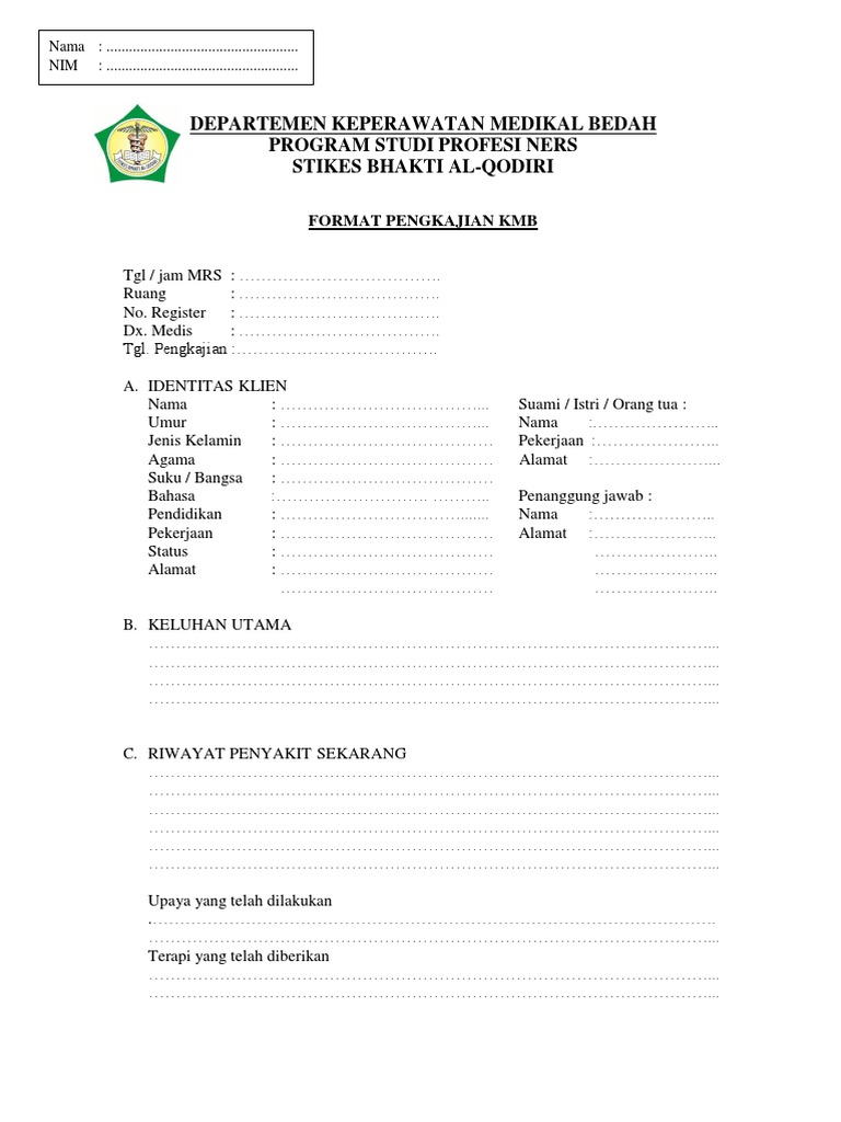Format Askep KMB Profesi 2021 | PDF