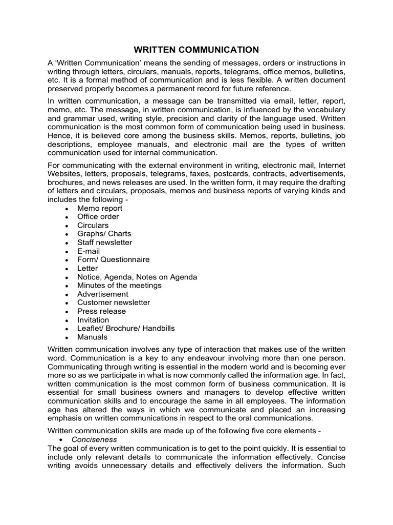 Unit 3 - Written Communication | PDF