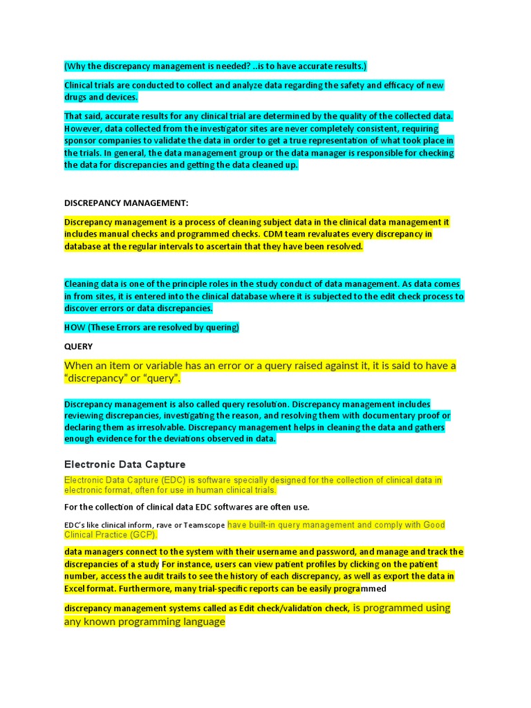 Why The Discrepancy Management Is Needed | PDF | Computing ...