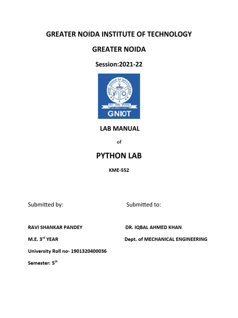 GNIT Python Lab Manual | PDF | Heat | Matrix (Mathematics)