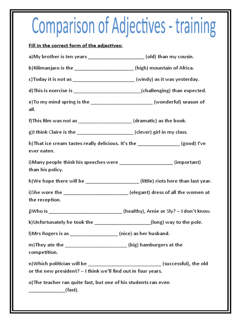 Comparison of Adjectives Training 42335 | PDF