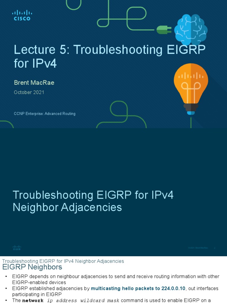 Lecture 5 - Troubleshooting EIGRP For IPv4 | PDF | Ip Address | Router ...