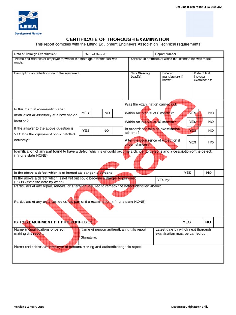 LEEA-030.2b2 Certificate of Thorough Examination-Unsafe (Overseas) (Dev ...