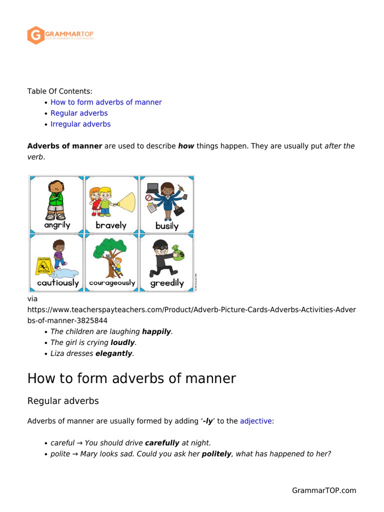 Adverbs of Manner | PDF | Adverb | Adjective