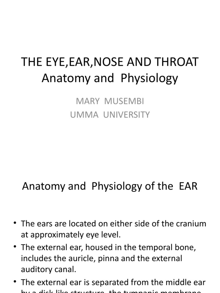 Assessment of Ear, Eye, Nose and Throat | PDF | Ear | Human Nose