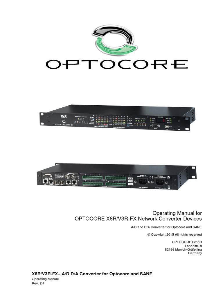 Operating Manual For OPTOCORE X6R/V3R-FX Network Converter Devices ...