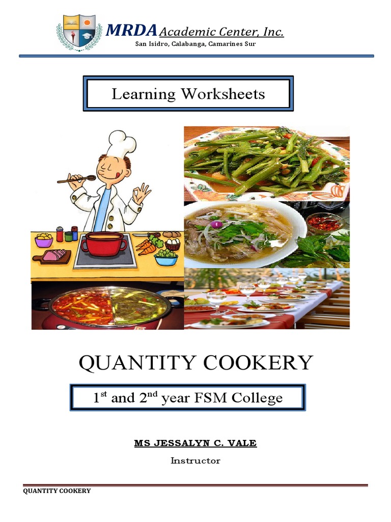 Quantity Cookery for FSM Students | PDF