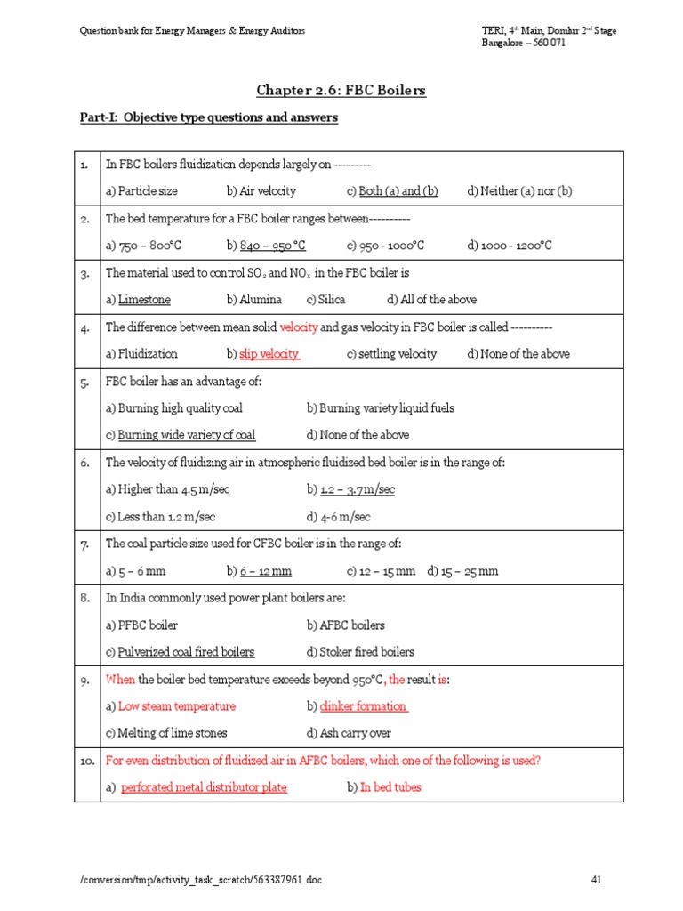 FBC Boilers - Question Answer 1 | PDF | Fluidization | Boiler