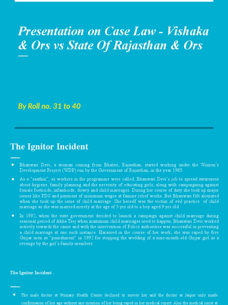 Vishaka Case: Landmark Guidelines on Sexual Harassment | PDF | Sexual ...