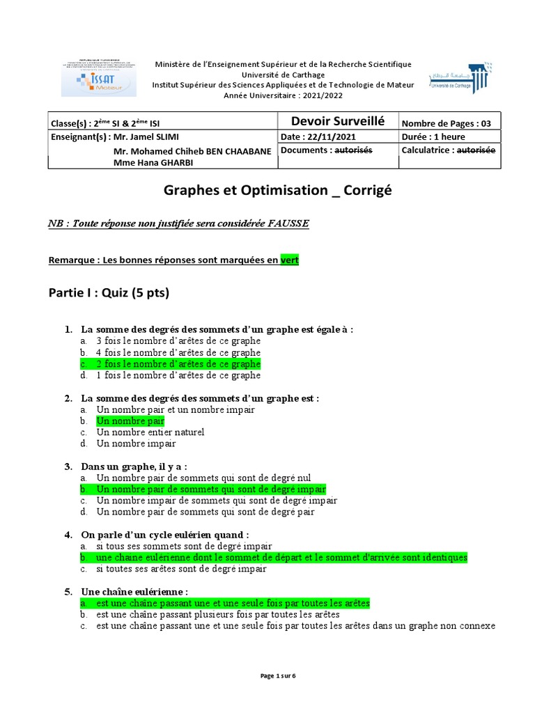 DS Graphes Corrigé 4 | PDF | Théorie des graphes | Combinatoire