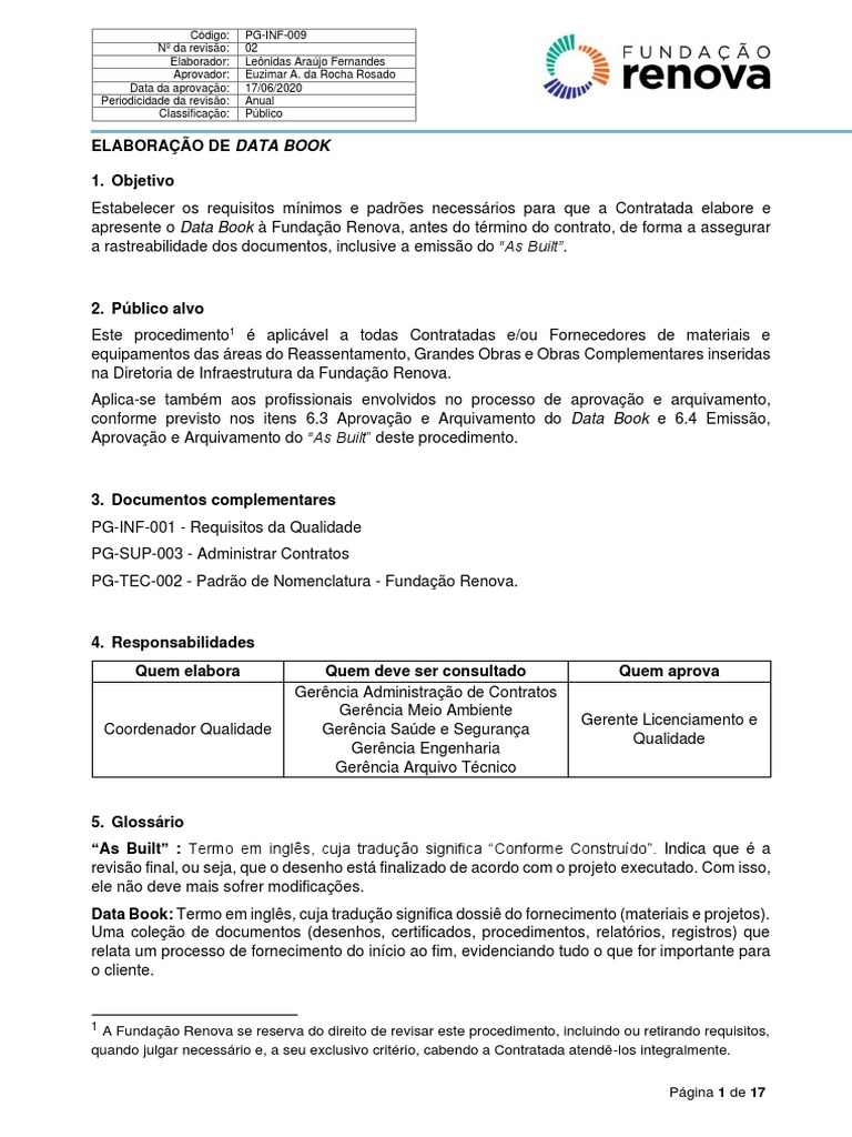 PG-INF-009 - Elaboração de Data Book | Download grátis PDF | Engenharia ...