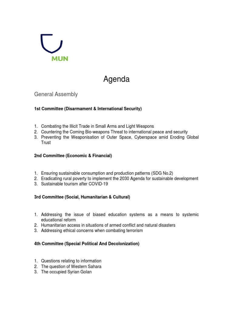 Agenda Mun | PDF | Sustainability | Human Rights