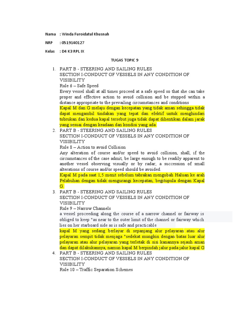 Safe speed, action to avoid collision, narrow channels, traffic ...