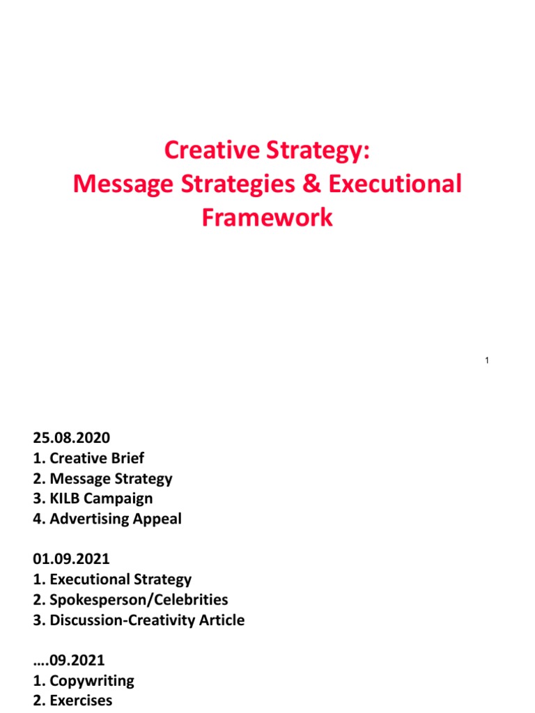 Creative Strategy: Developing Message Strategies and Executional ...