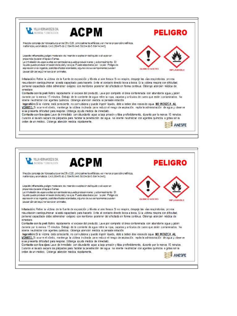 Rotulos Sustancias Quimicas SGA | PDF