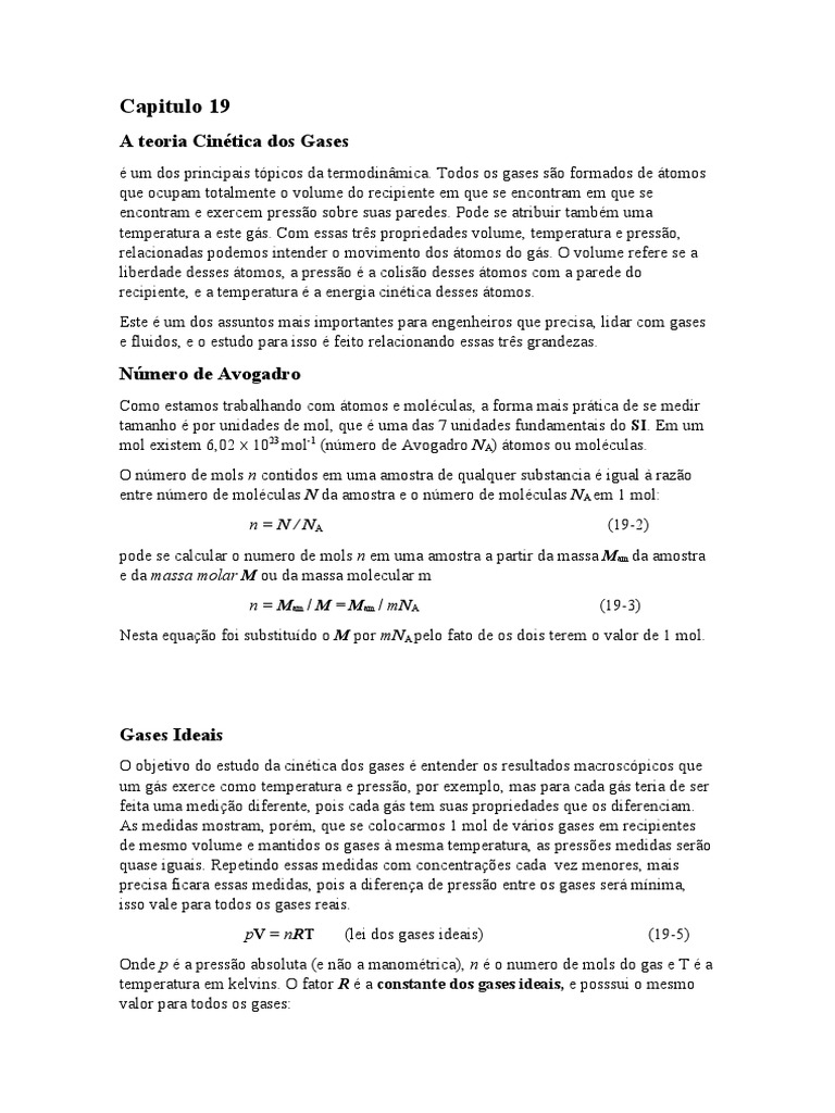 Resumo Cap 19 e 20 Halliday | PDF | Gases | Entropia