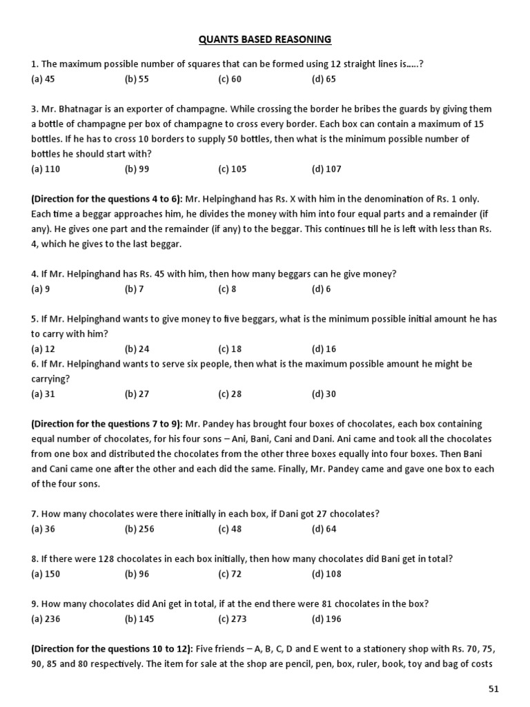 Quants Based Reasoning | PDF
