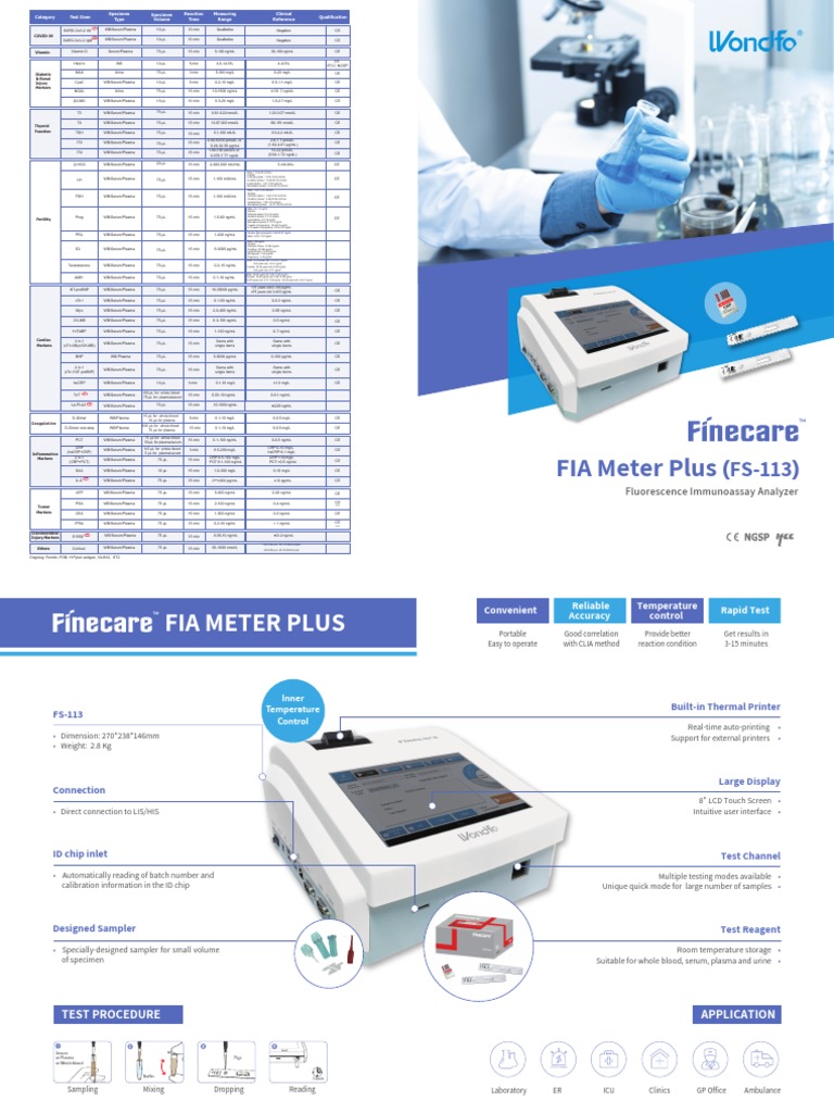 FIA Meter Plus: Fluorescence Immunoassay Analyzer | PDF | Blood Plasma ...