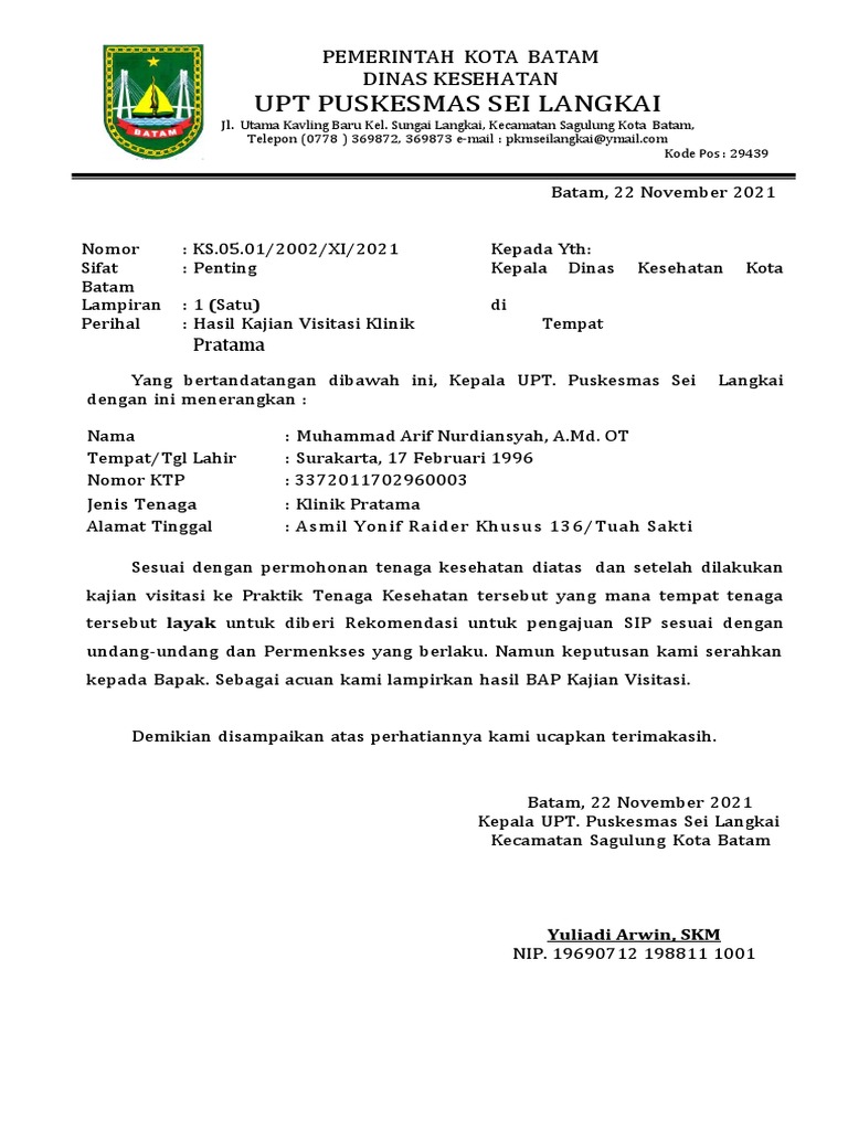 Surat Visitasi M. Arif Nurdiansyah | PDF