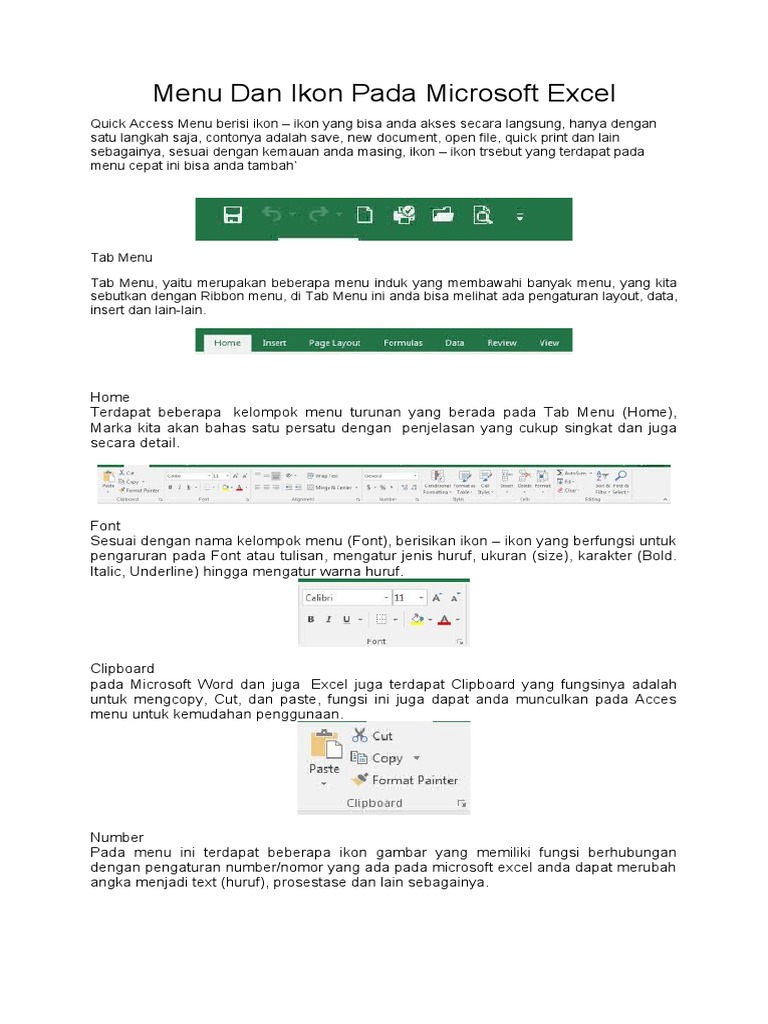 Menu Dan Ikon Pada Microsoft Excel | PDF | Karier & Perkembangan | Komputer