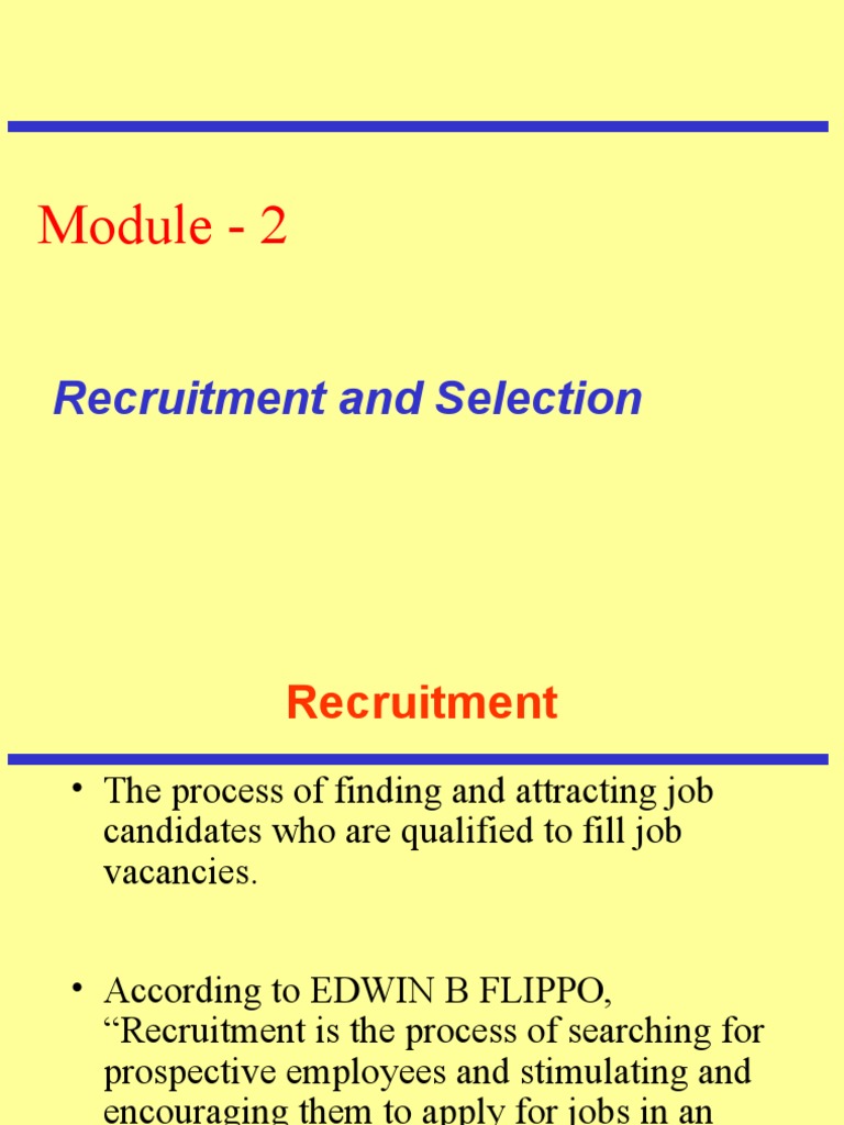Module - 2: Recruitment and Selection | PDF | Recruitment | Background ...
