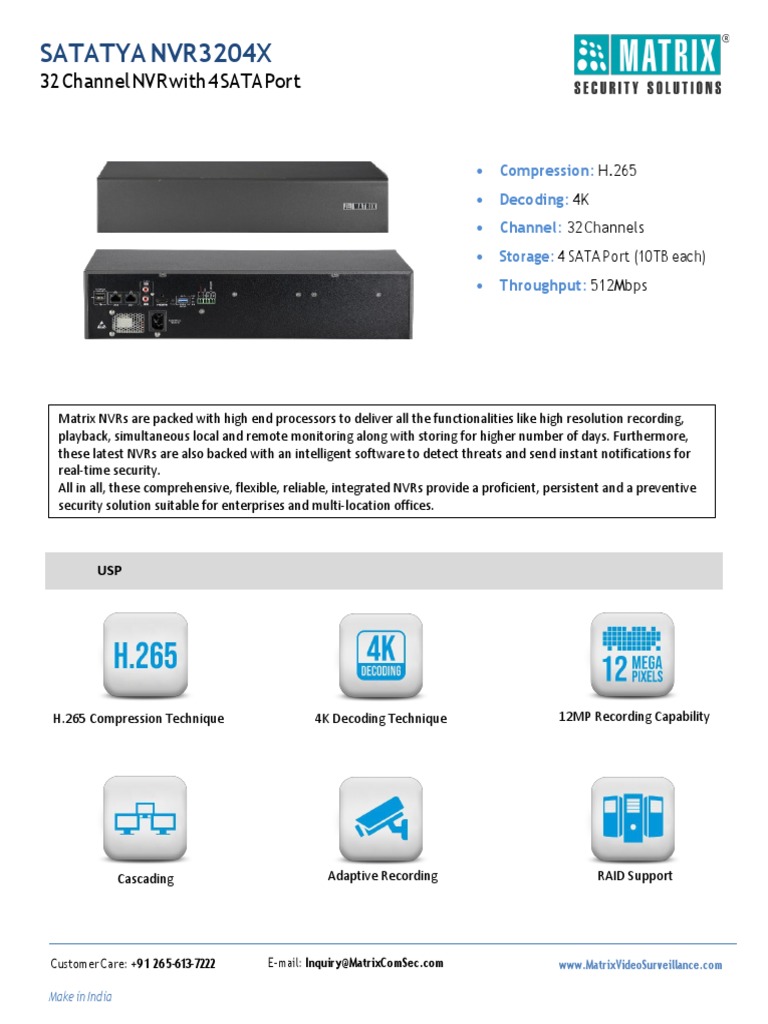 Matrix NVR Extreme 32 Channel 4 Sata Port | PDF | Usb | Backup