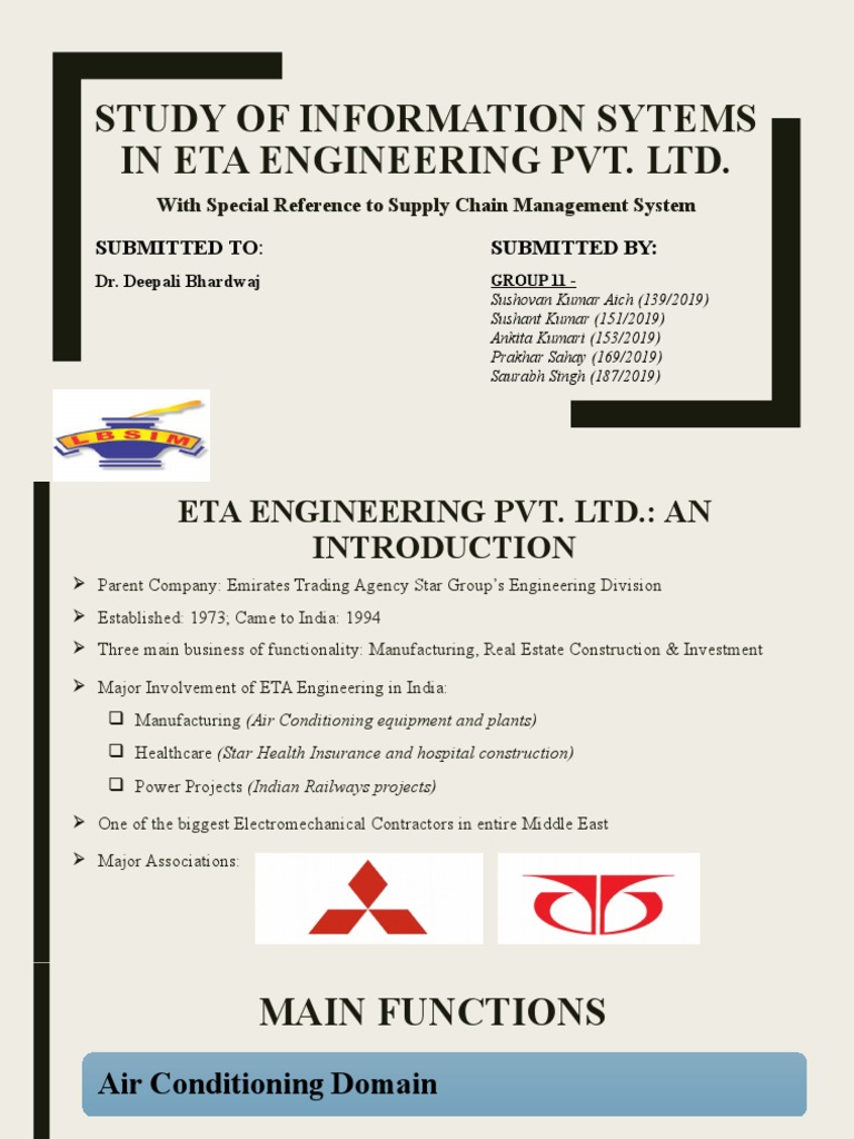Study of Information Sytems in Eta Engineering Pvt. LTD.: Submitted To ...