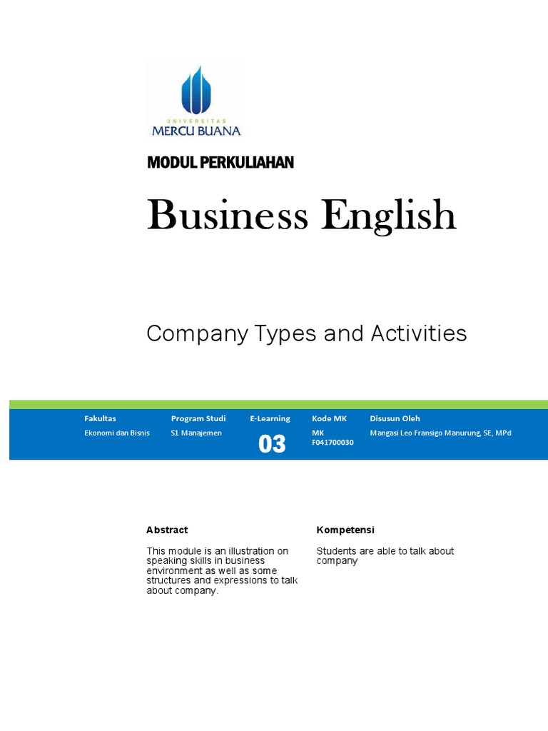 Session 03 Business English | PDF | Verb | English Language