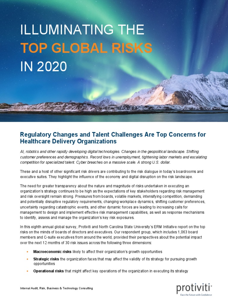 Top Global Risks: Illuminating The IN 2020 | PDF | Health Care | Risk
