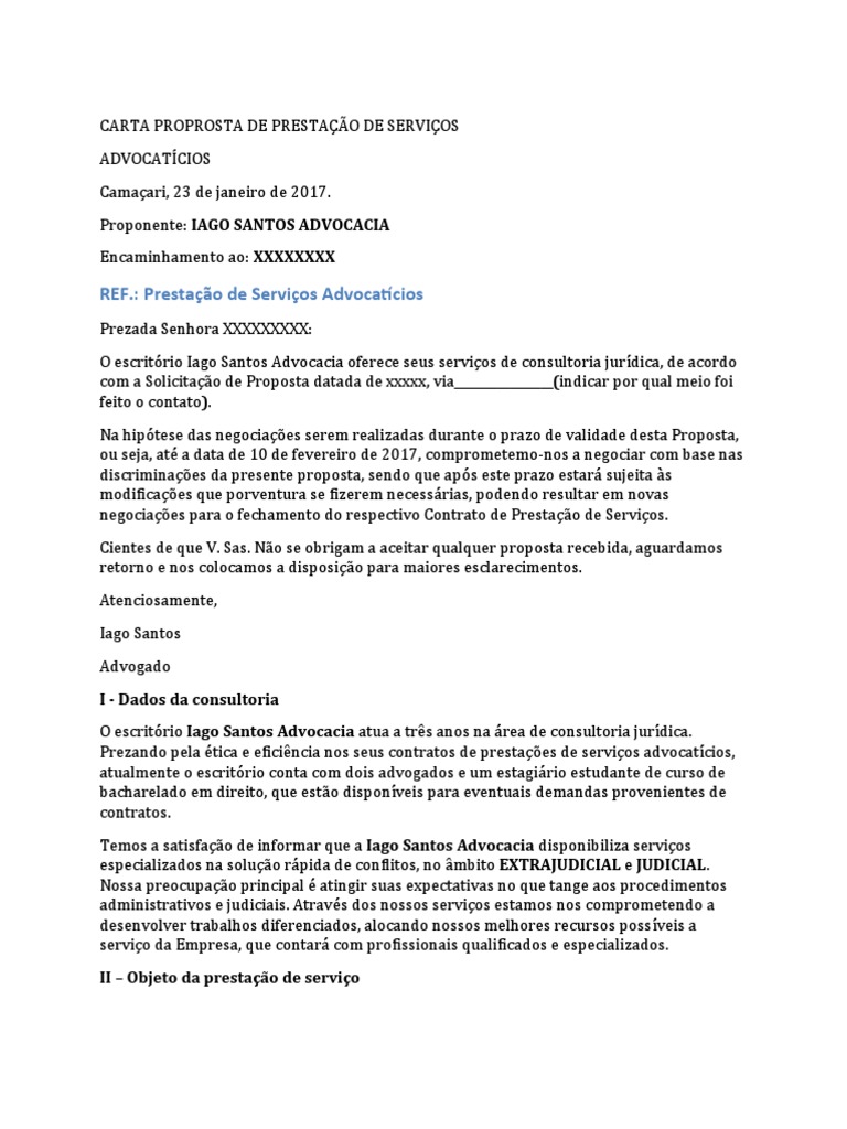 Modelo Carta Proposta de Prestacao de Servicos | PDF | Advogado | Consultor