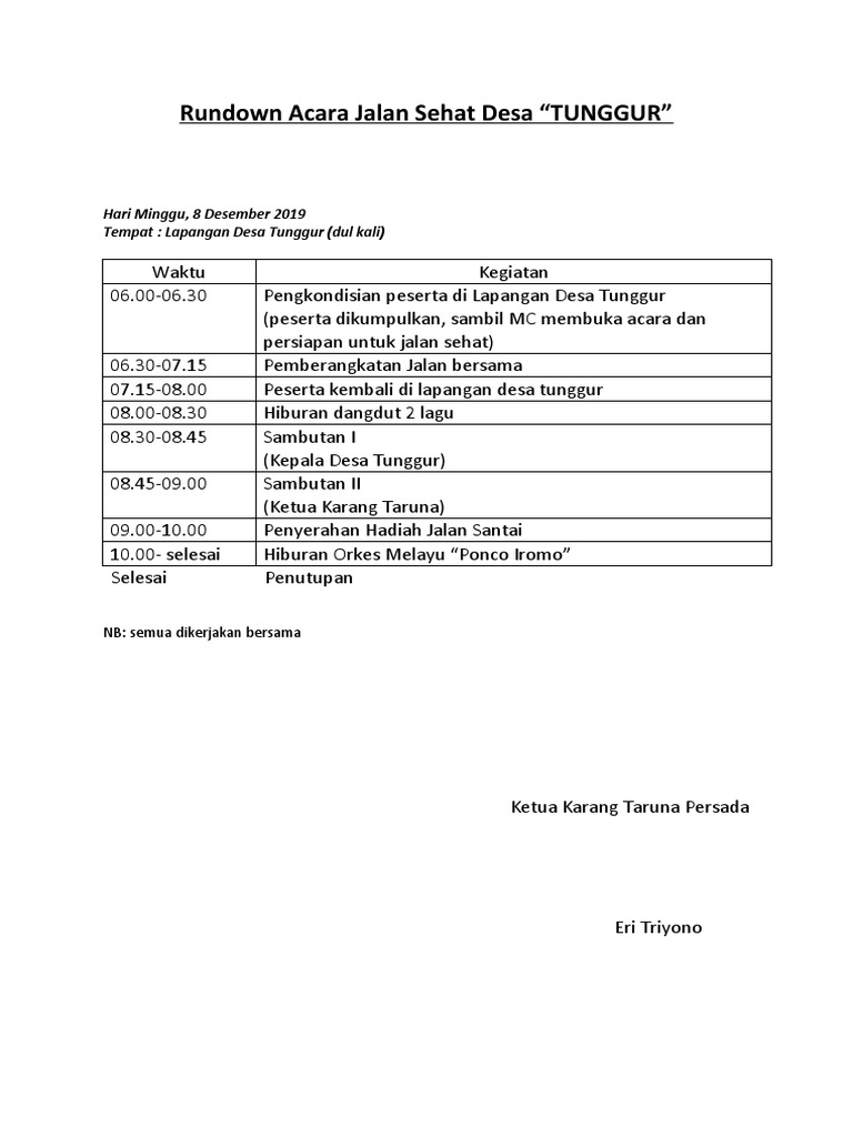 Rundown Jalan Santai | PDF