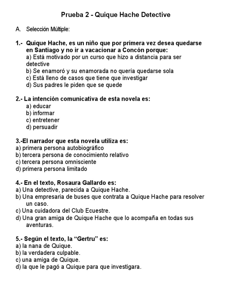 Quique Hache Detective Prueba 2 Pdf