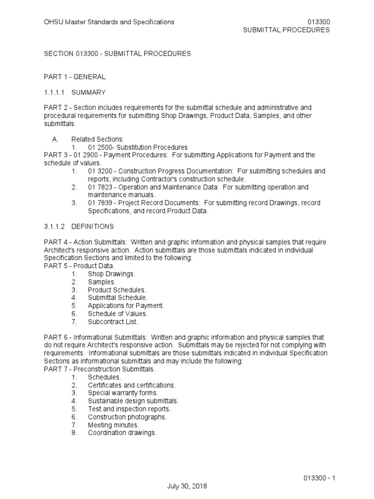 Submittal Procedures | PDF | Specification (Technical Standard) | Architect