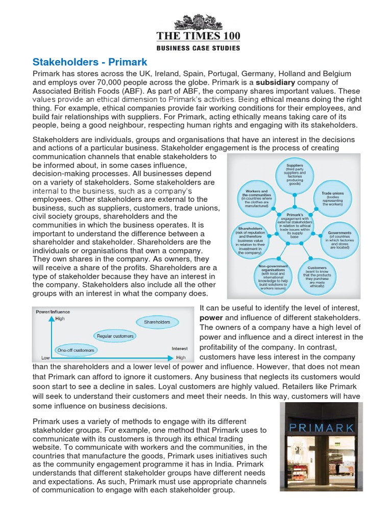 Primark Edition 16 Lesson Resource Stakeholders | PDF | Stakeholder ...