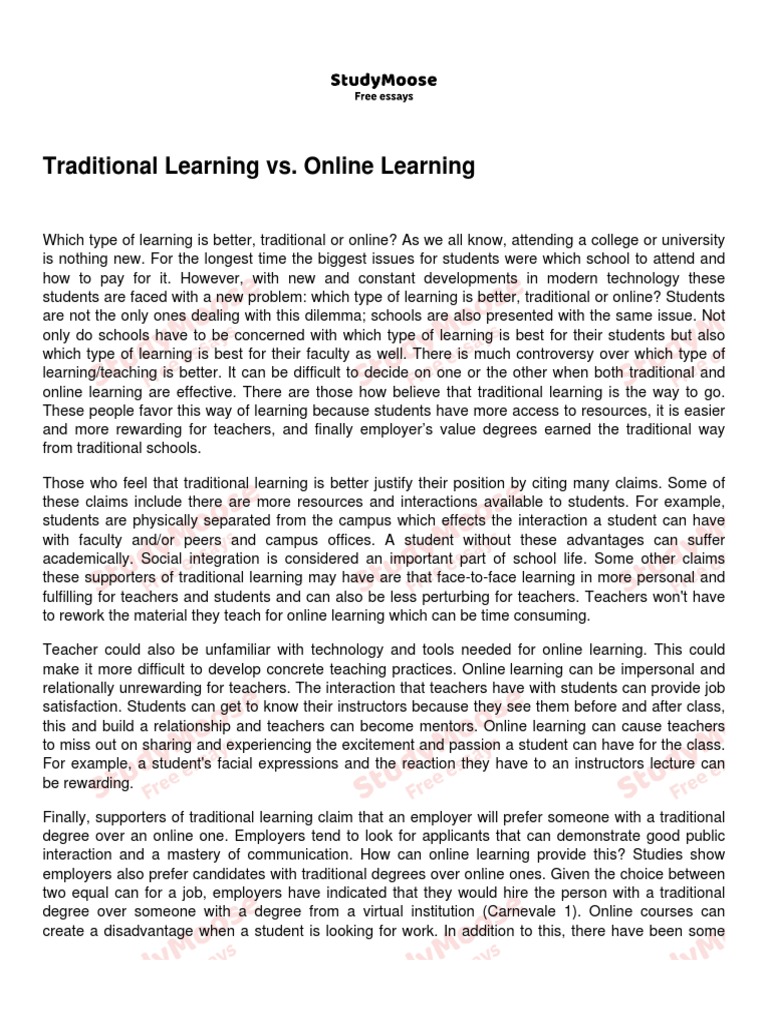 Comparing Traditional and Online Learning | PDF | Educational ...