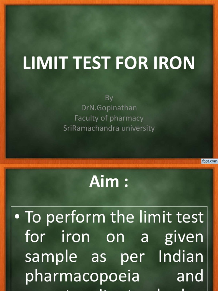 Limit Test For Iron | PDF | Acid | Iron