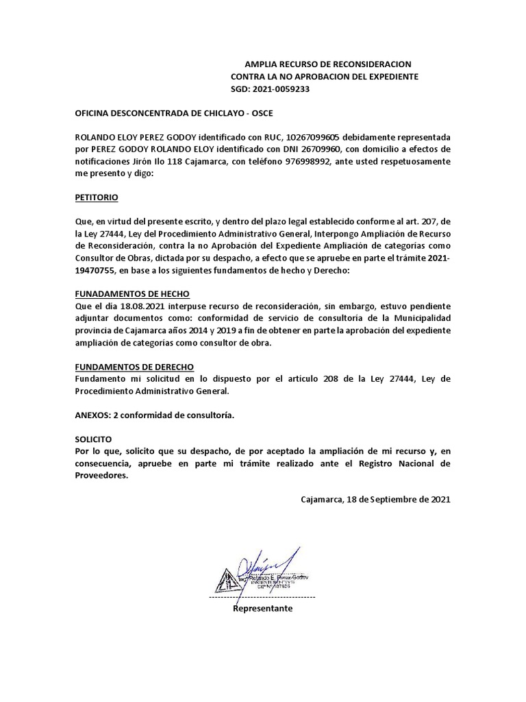 Recurso de Reconsideración OSCE | PDF