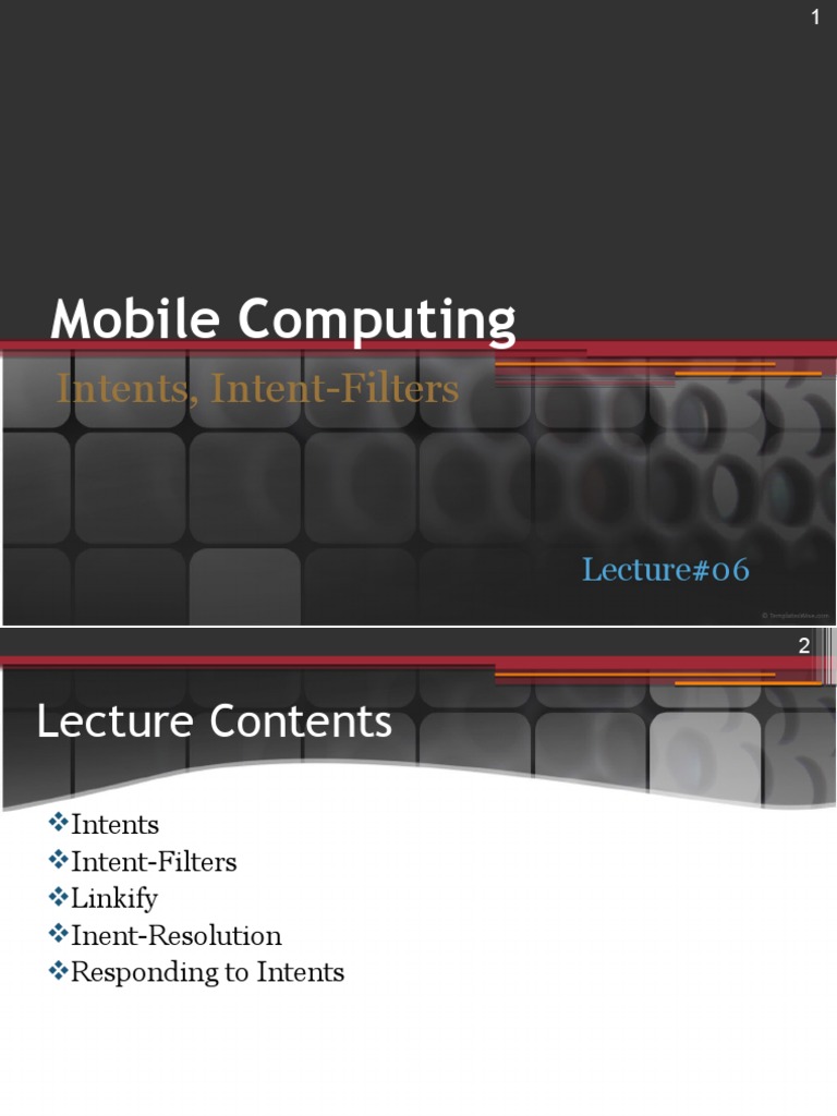 Mobile Computing: Intents, Intent-Filters | PDF | Android (Operating System) | Communication