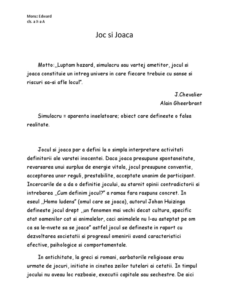 Joc Si Joaca | PDF