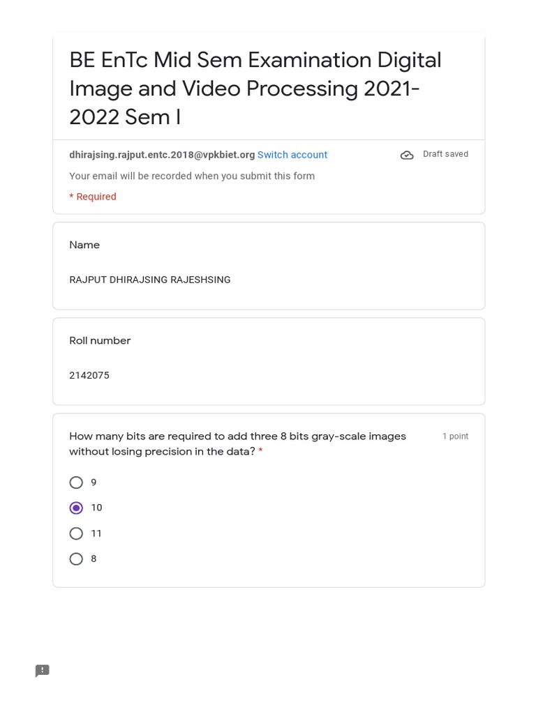 BE EnTc Mid Sem Examination Digital Image and Video Processing 2021 ...
