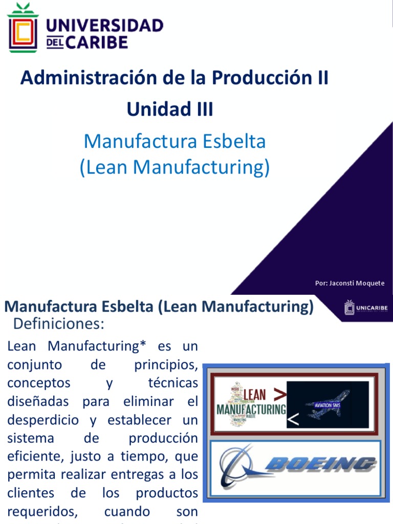 Administración de La Producción II, Manufactura Esbelta (Lean Manufacturing) Enero 2020 | PDF ...