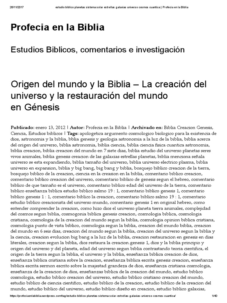 La Biblia y el Cosmos: Estudio Profundo | PDF | Universo | Narrativa de ...