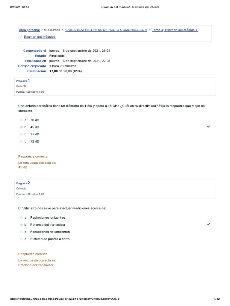 Examen Del Módulo1 - Revisión Del Intento | PDF | Multiplexación por división de frecuencia ...