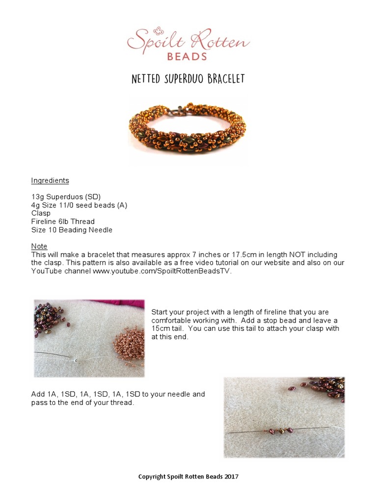 Netted Superduo Bracelet Pattern | PDF | Textile Arts