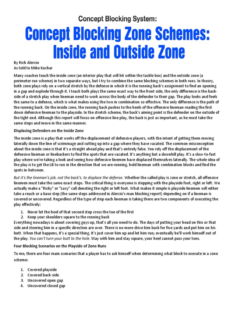 Concept Blocking Zone Schemes | PDF | American Football | Sport Variants