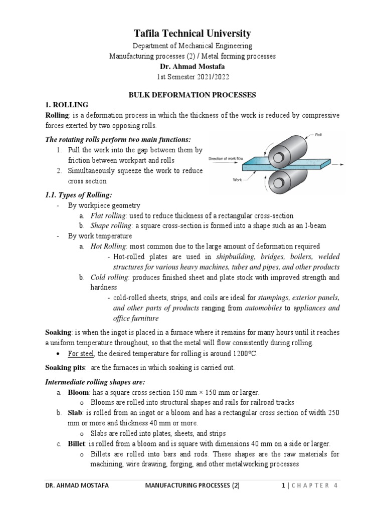 Chapter 4 Bulk Deformation Processes Pdf Forging Rolling
