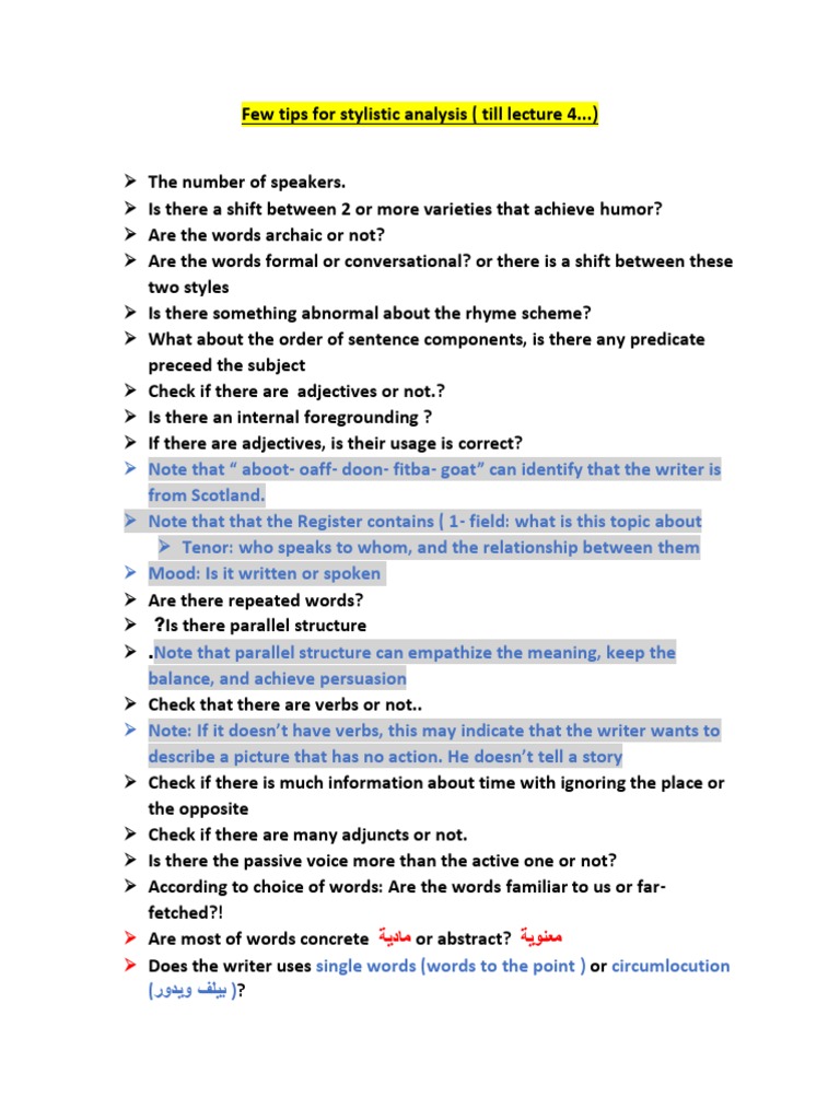 Tips of Stylistic Analysis | PDF | Linguistic Typology | Grammar