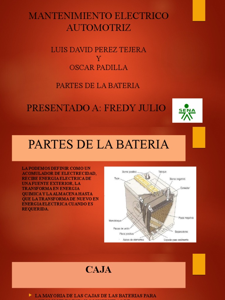 Diapositiva de Partes de La Bateria | PDF | Electrólito | Sustancias ...