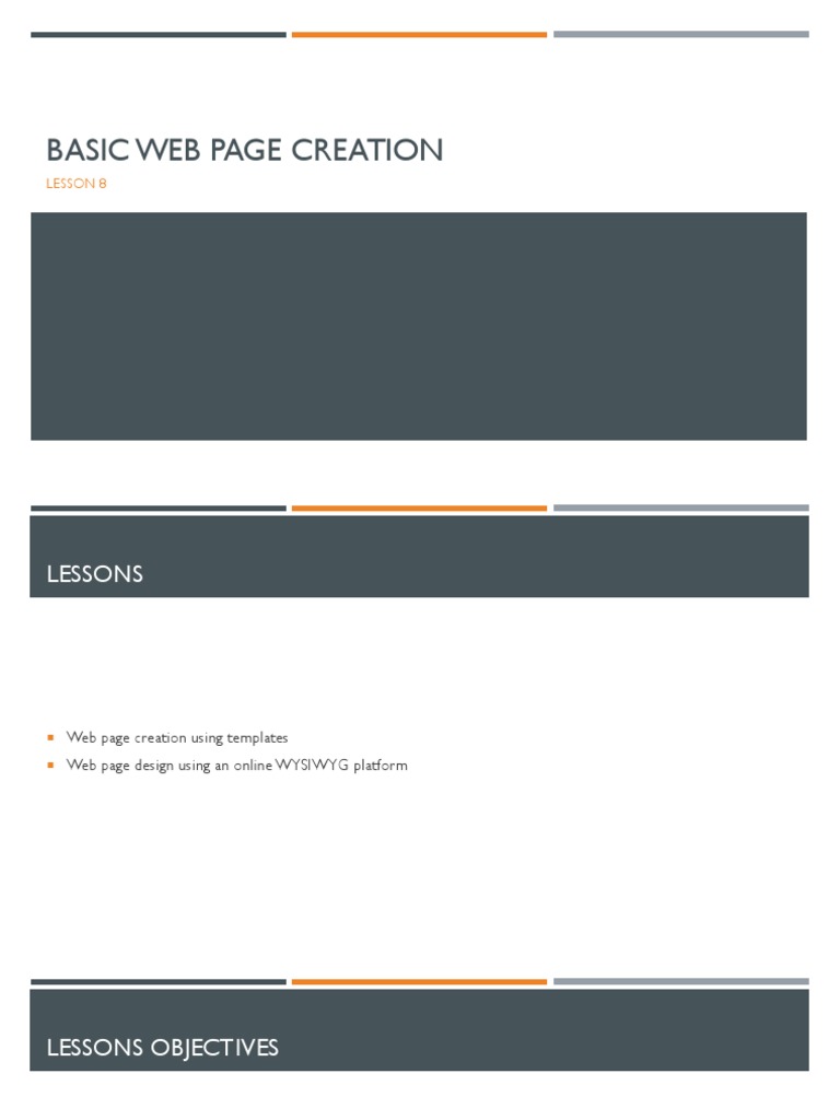 Lesson 8 - Basic Web Page Creation | PDF | Websites | World Wide Web