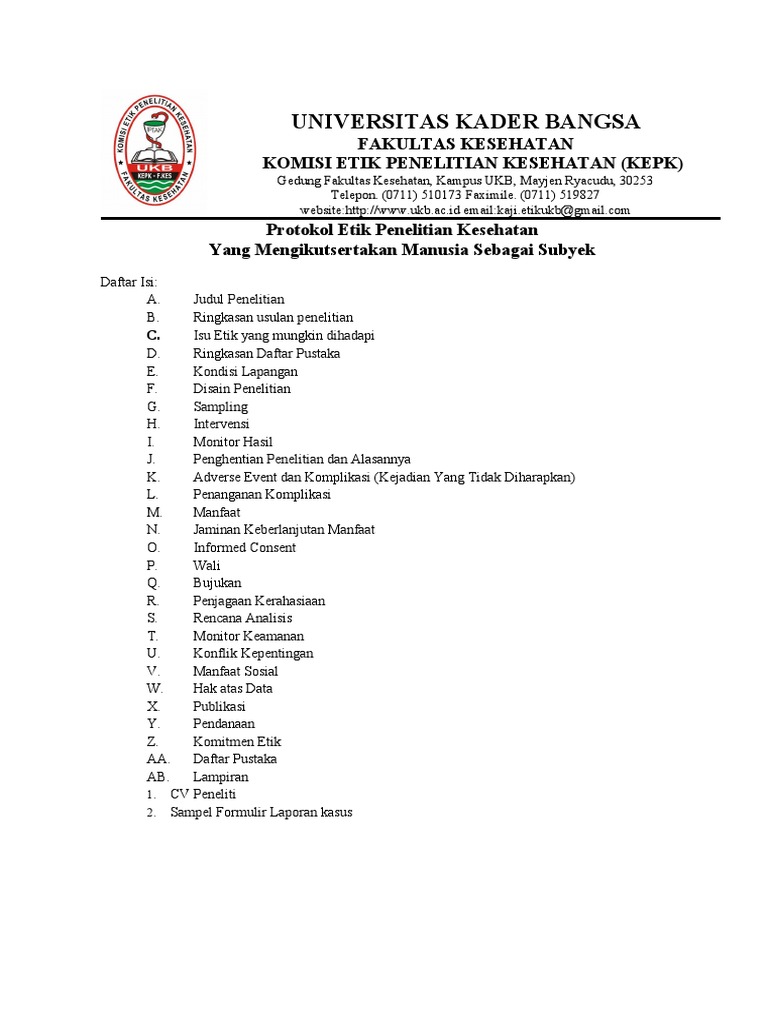 Protokol Etik Penelitian | PDF